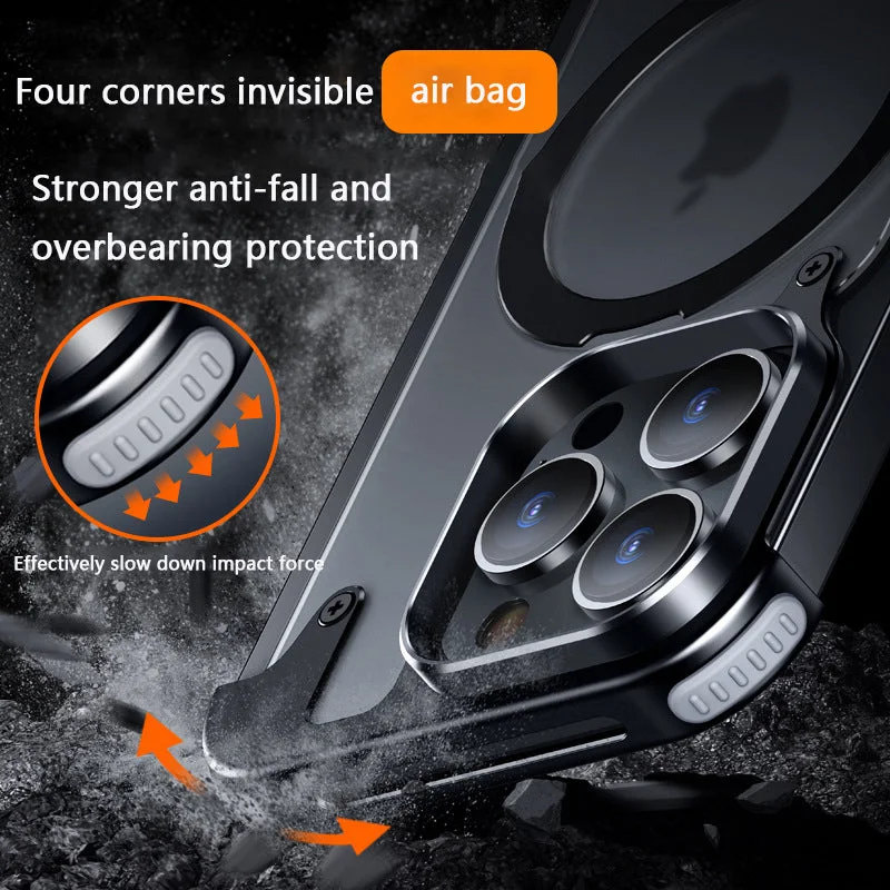 Magnetic Mobile Phone Case Metal Anti-Fall Airbag Protective Case