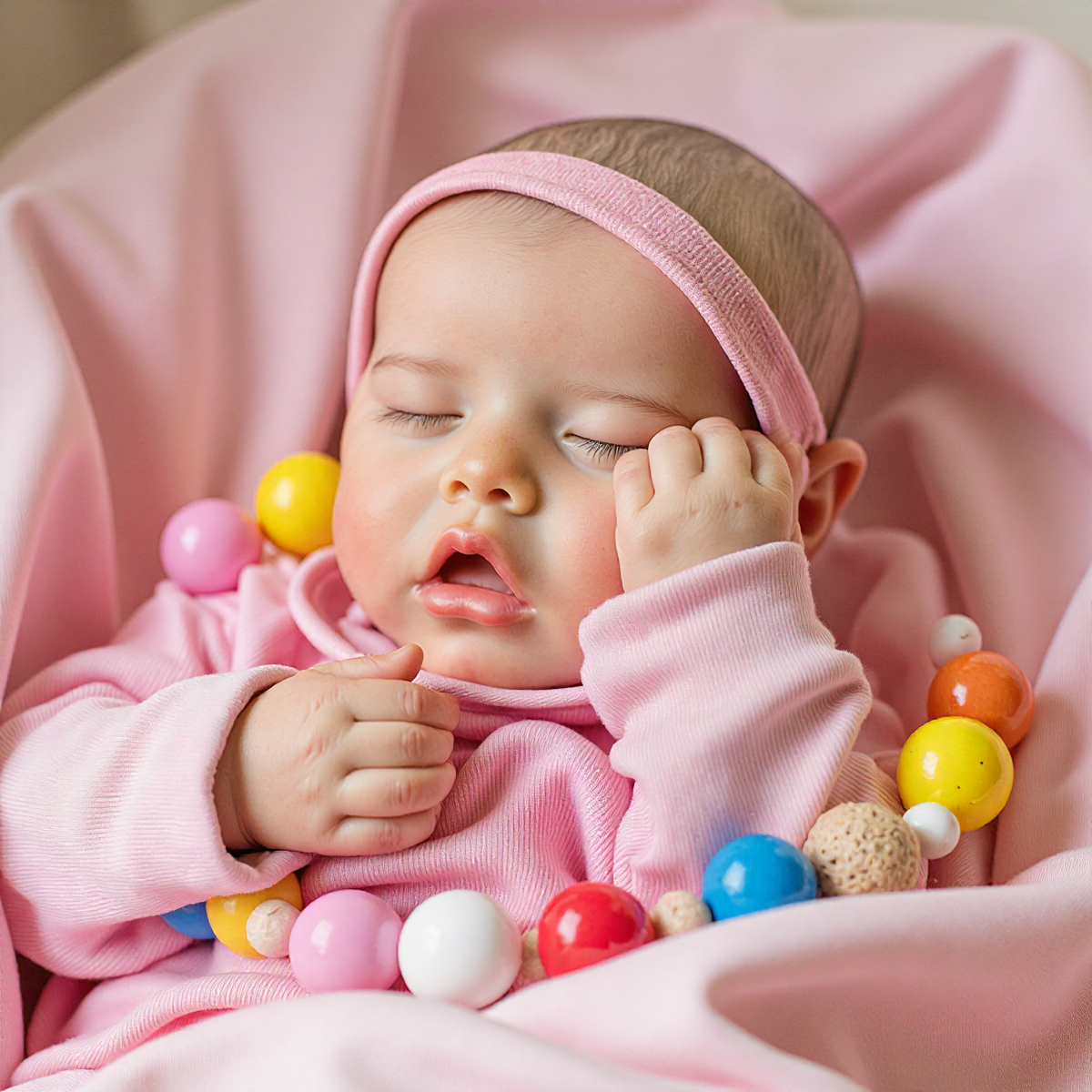 [Heartbeat Coos & Breath] Sleeping Reborn Baby Girl with Rosy Cheek ...