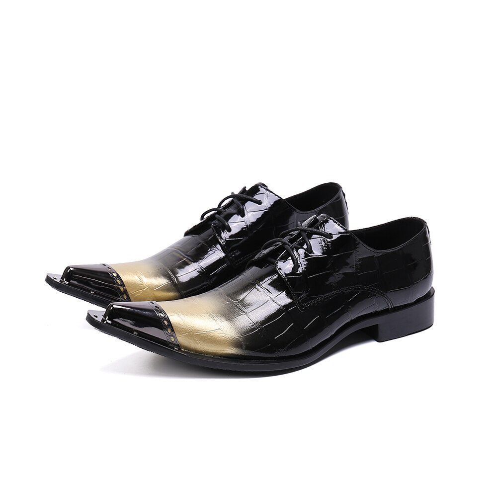 Metal Pointed Toe Men's Leather Shoes Banquet Man Formal Dress Shoes ...