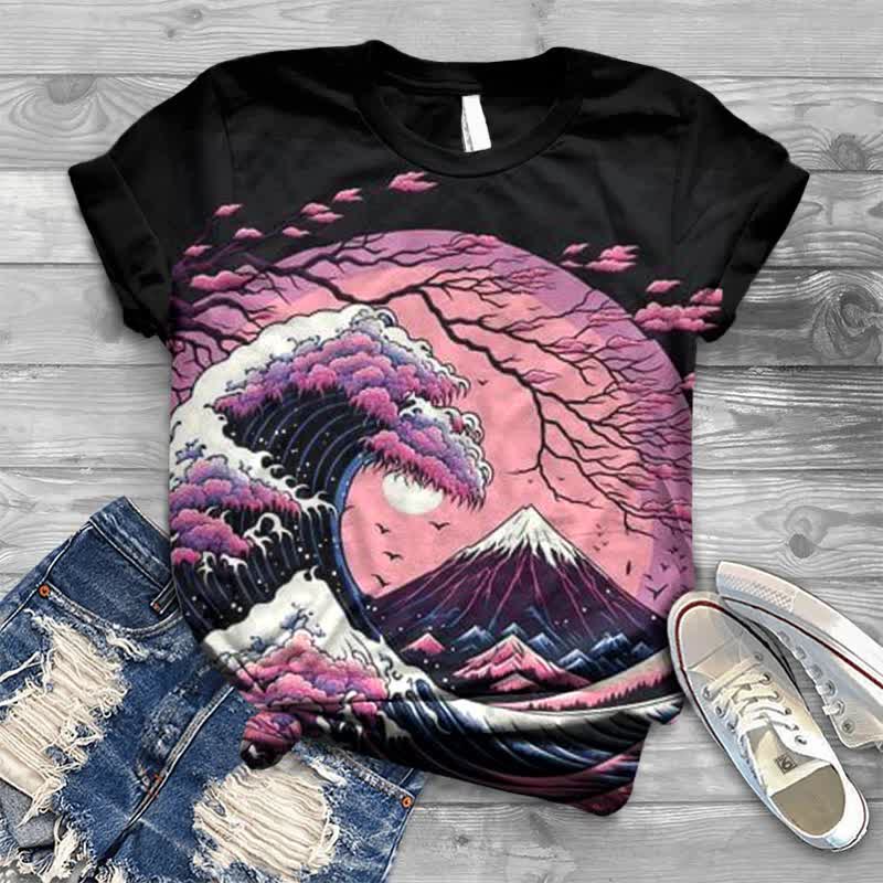 Wave Mount Fuji Japanese Print T-shirt