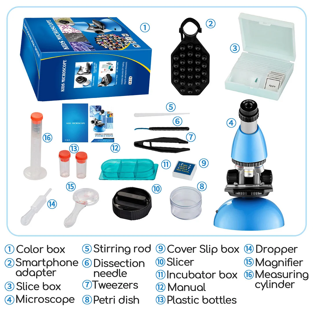 BEBANG 40X-640X Microscopes for Kids, Microscope with Slides Kit, Phone ...