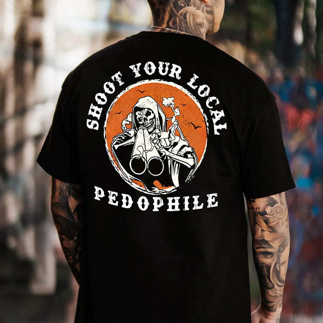 SHOOT YOUR LOCAL PEDOPHILE Skeleton Print Men's T-shirt