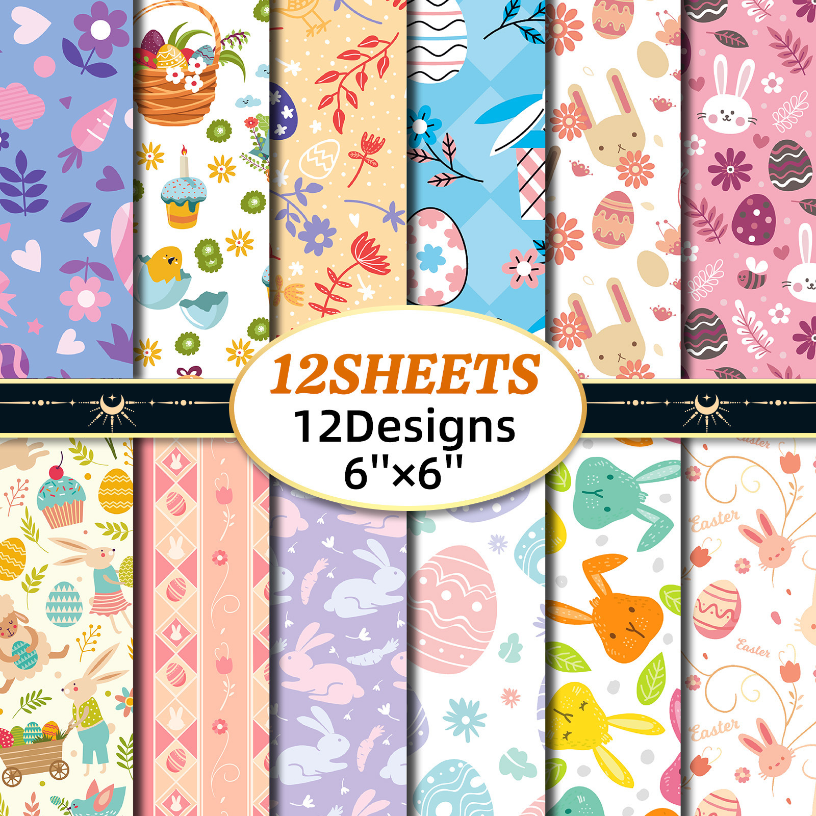 Materialpapier – 12 Blatt/Set Kawaii Hase Blume