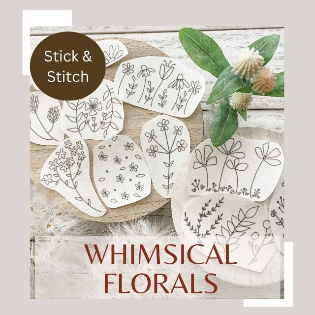 Whimsical Florals Stick And Stitch Embroidery Pattern-10 PCS
