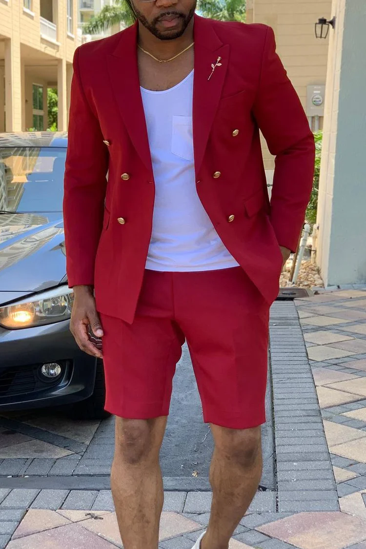 Men'S Fashion Blazer And Shorts Two Piece Set