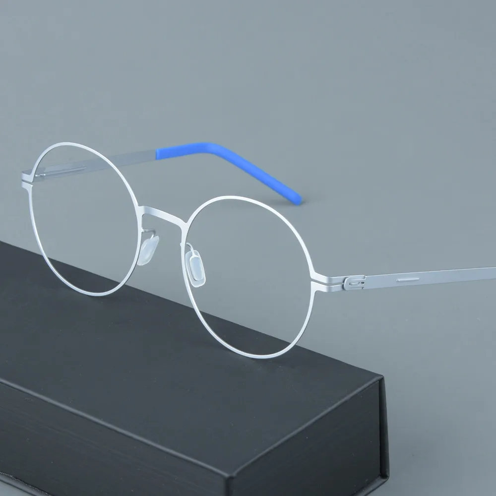 Round Screwless Glasses Frame Men Women Germany Design Ultralight 7g ...