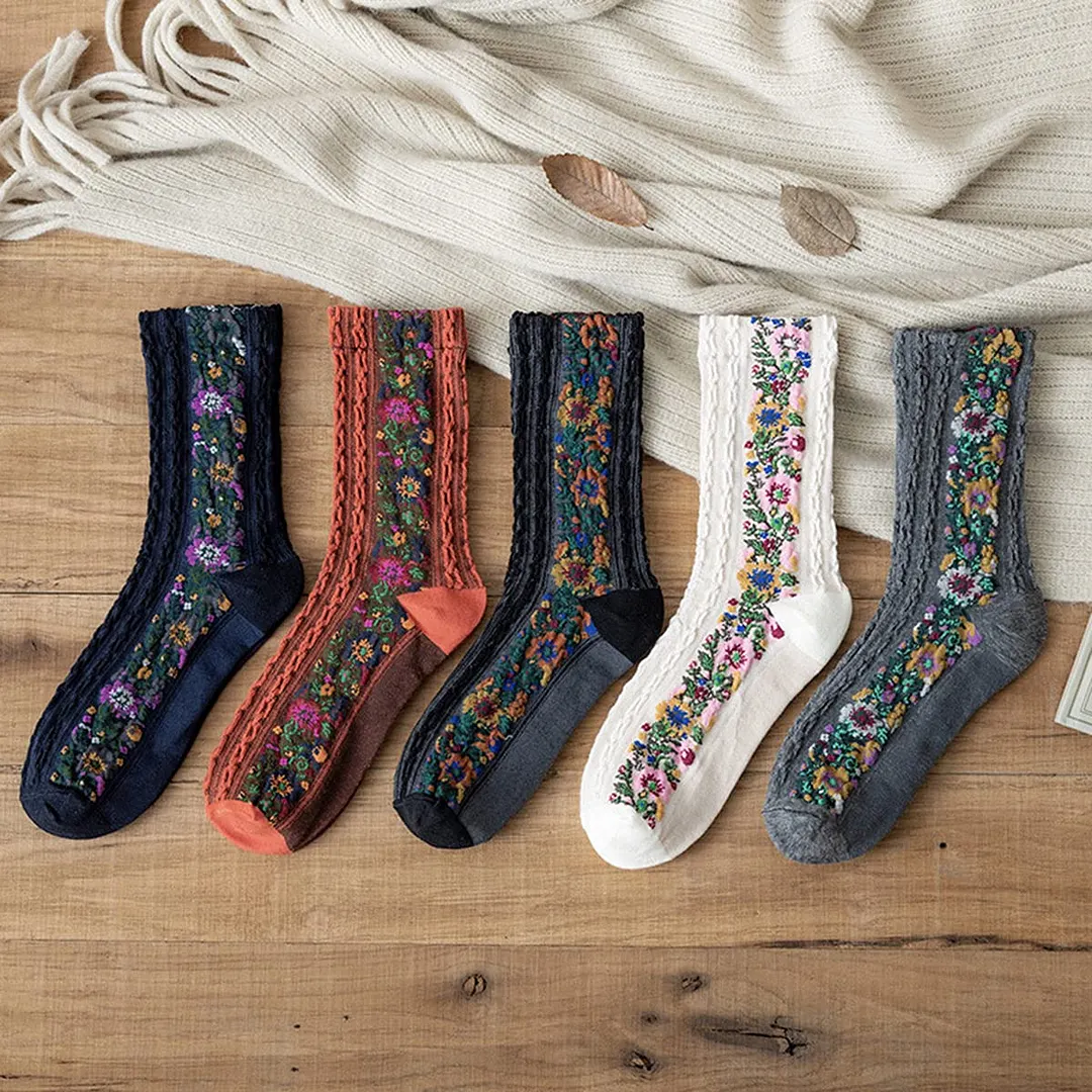 Vintage Embroidered Floral Socks(🎁Christmas Sale)Buy more save more
