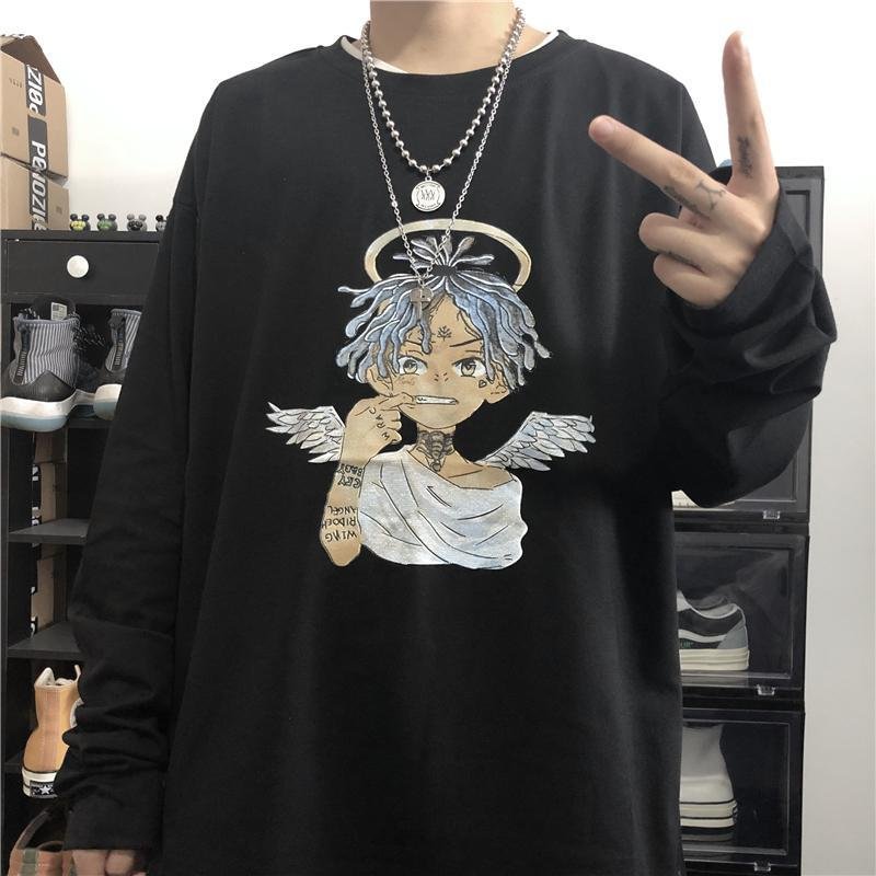 VINTAGE ANGEL PRINT LONG SLEEVE SHIRT