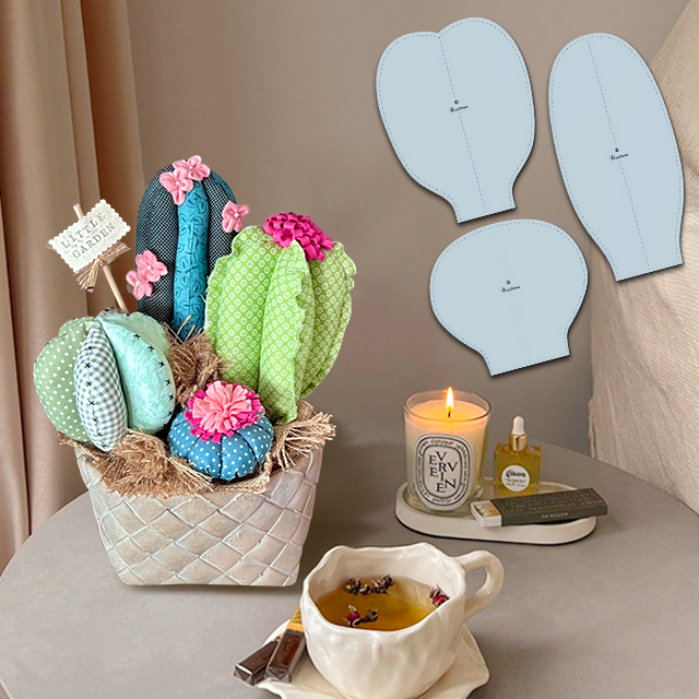 Fabric Cactus Planter Sewing Template Set - Include Instructions