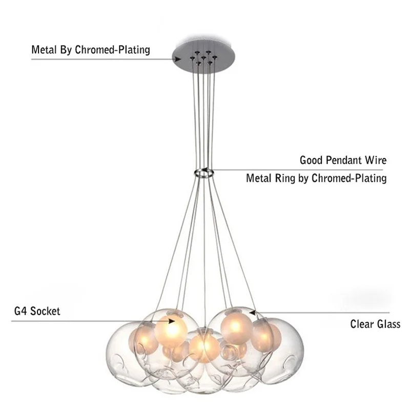 Nordic Modern LED Double-Deck Glass Ball Pendant Lights G4 Bulb Hall Lights