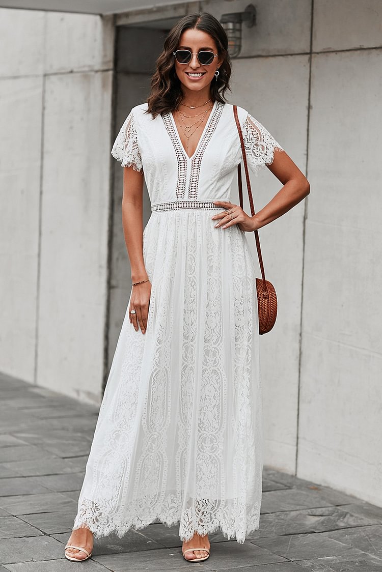 Bestdealfriday White Fill Your Heart Lace Maxi Dress P1482021