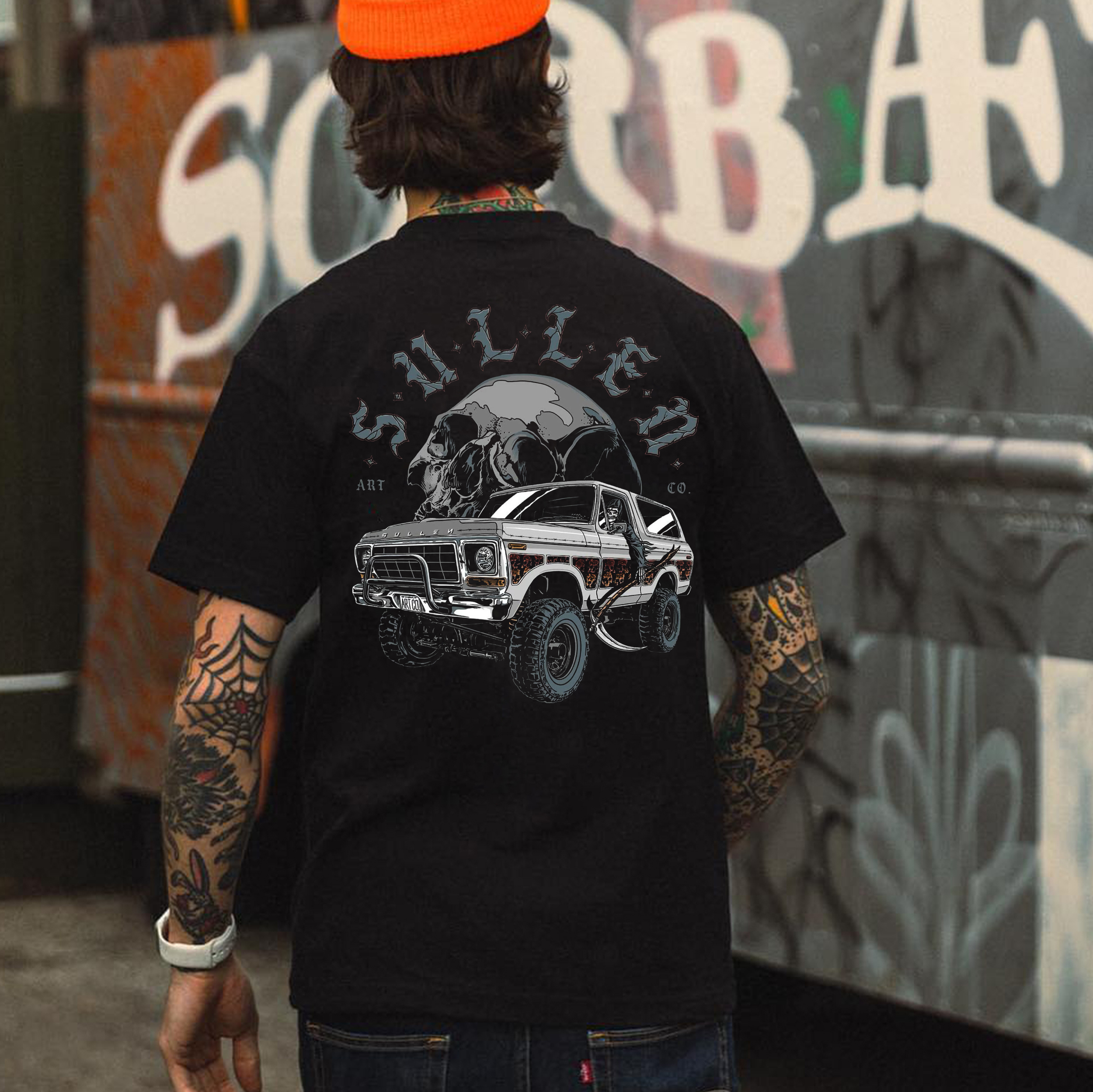 SULLEN Skull&Classic Car Print Men's T-shirt