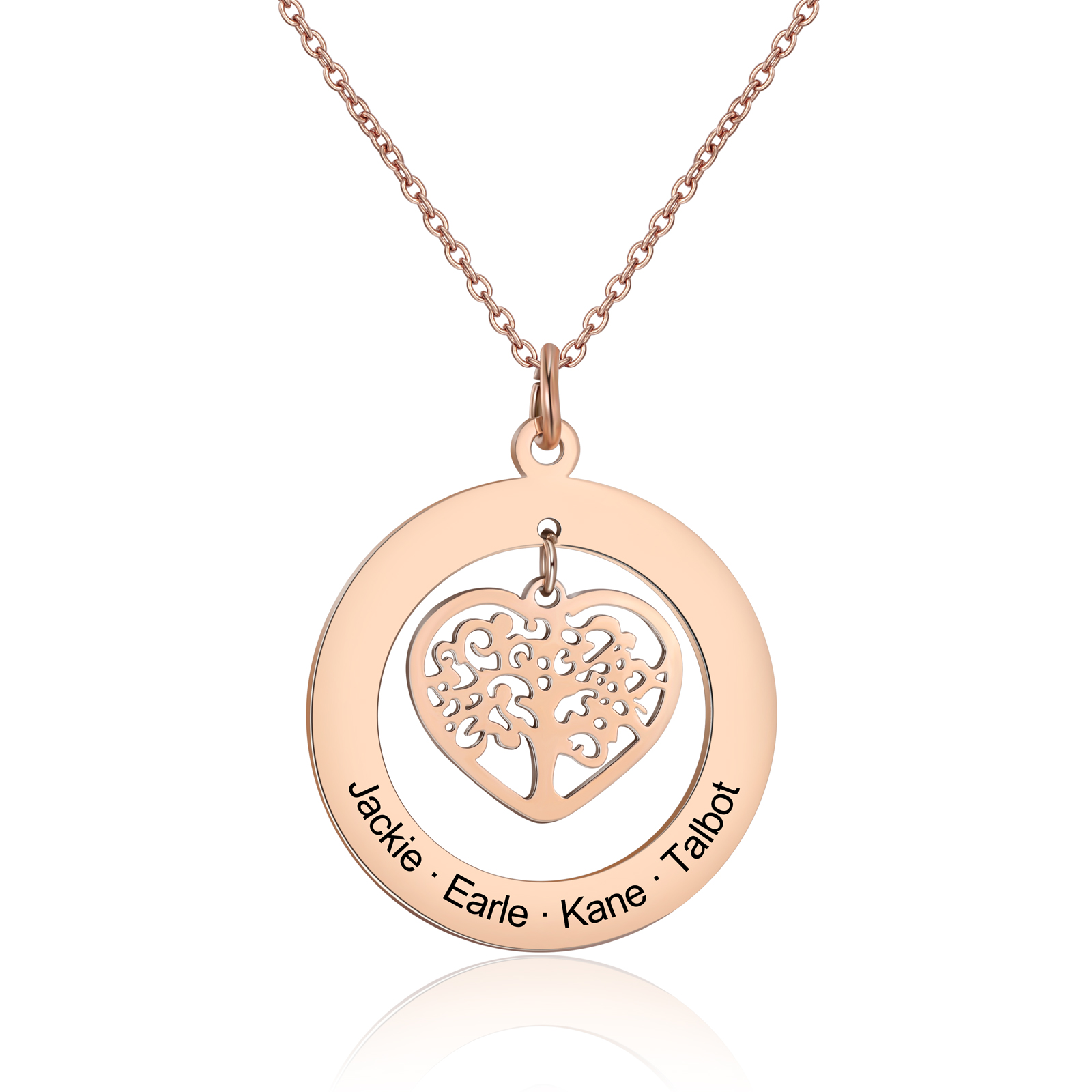 Collier gravé Arbre de Vie Arbre Généalogique 4 Prénom Personnalisé Collier gravé Arbre de Vie Arbre Généalogique 4 Prénom Personnalisé
