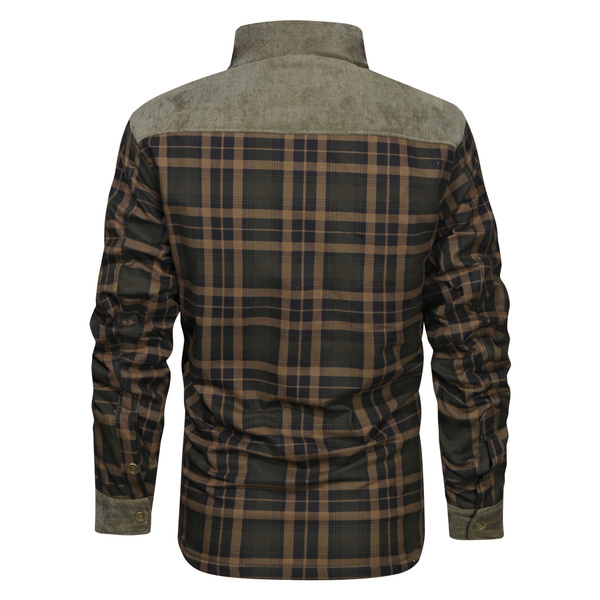 Men's Retro Check Pattern Stitching Warm Wanderer Jacket