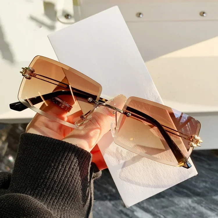 New Trend Frameless Cut Edge Sunglasses for Women Fashionable Gradient ...