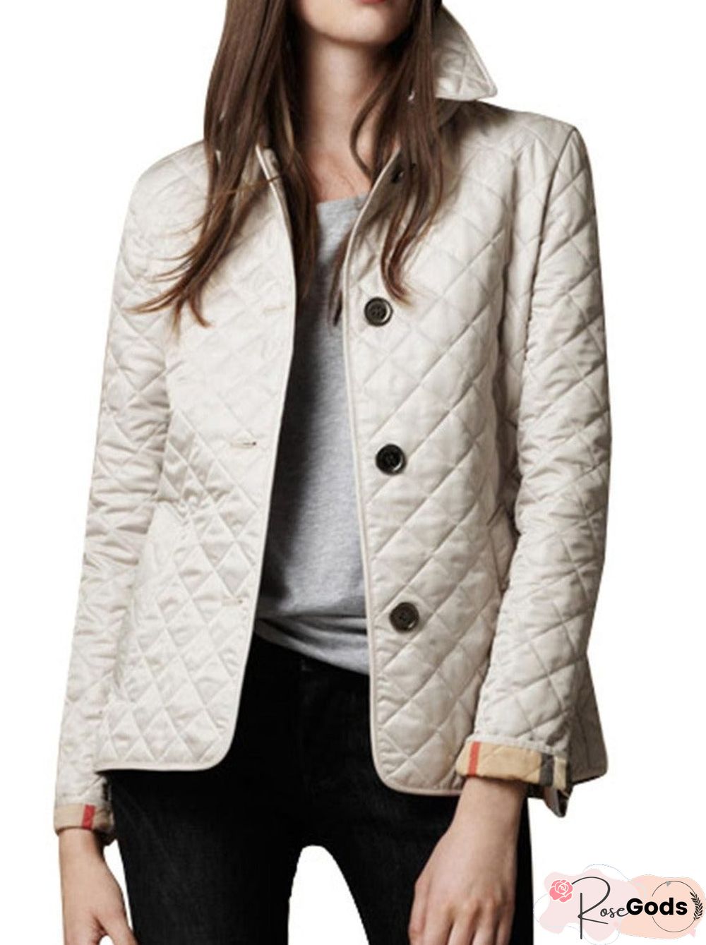Fold Over Collar Single Breasted Plain Coat