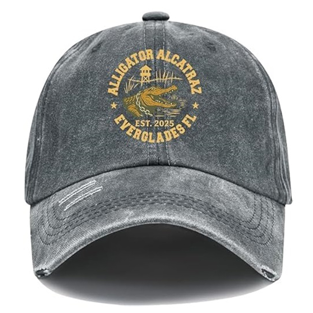 Alligator Alcatraz Cap Adjustable Travel Hats Gift for Men/Women (D)