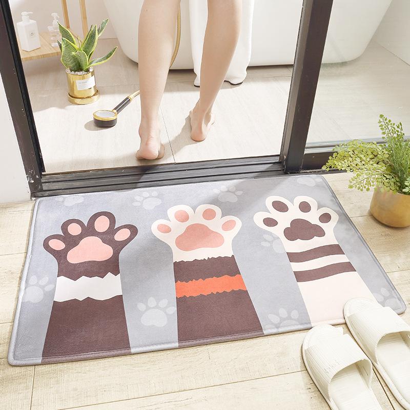 Flannel Cartoon Cat Paw Carpet
