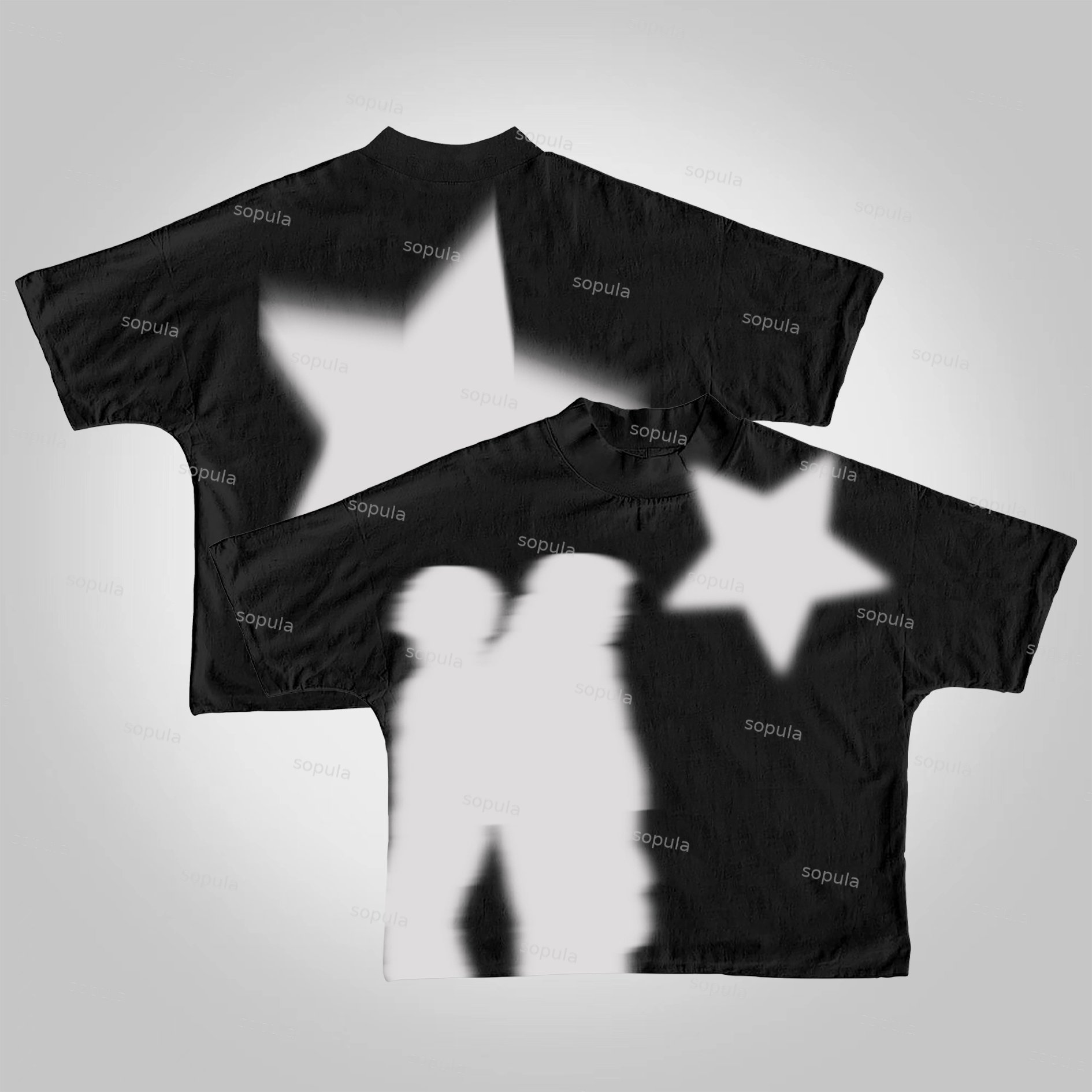 Sopula Virtual Shadow Graphic Cropped T-shirt - SOPULA