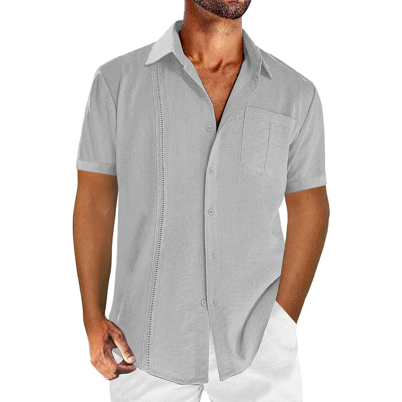 Men's Hawaiian Beach Pocket Short Sleeve Shirt