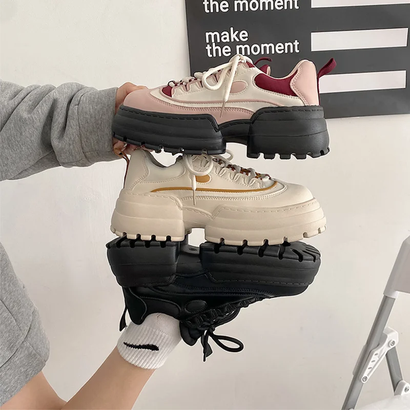 SQUARE TOE LACE UP PLATFORM SHOES (4.5-8.5)