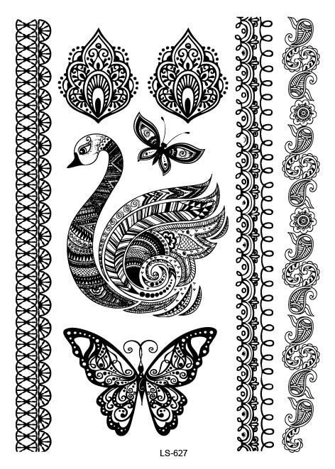 Black Lace Waterproof Temporary Tattoo Sticke Sexy Thigh Sticker Body ...