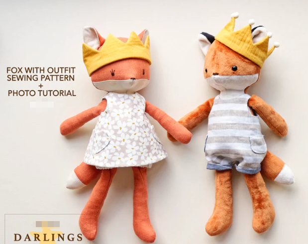 Cute Fox With Clothes Template Set