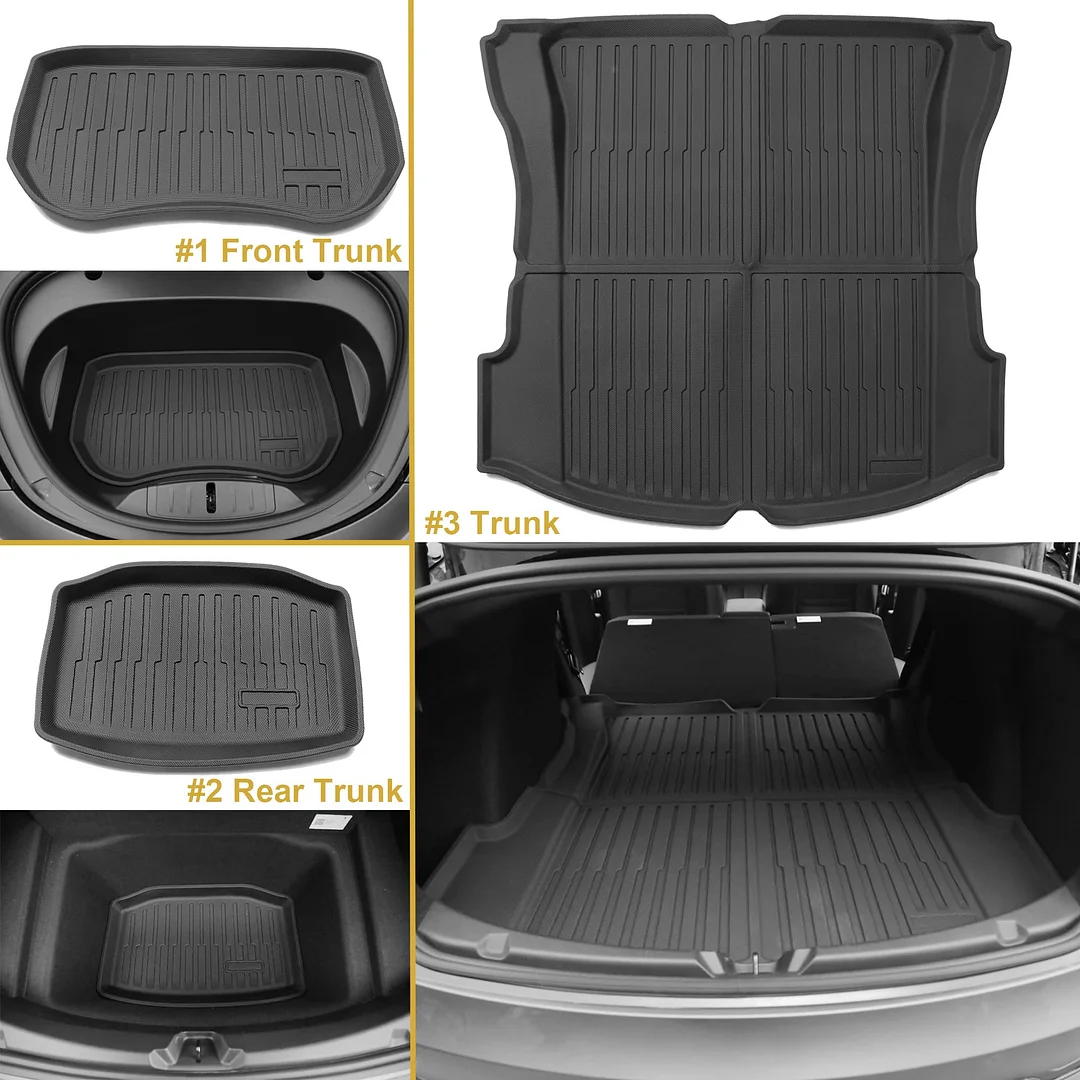 Tesla Model 3 Rear Trunk & Trunk Well & Rear Trunk Mats Set