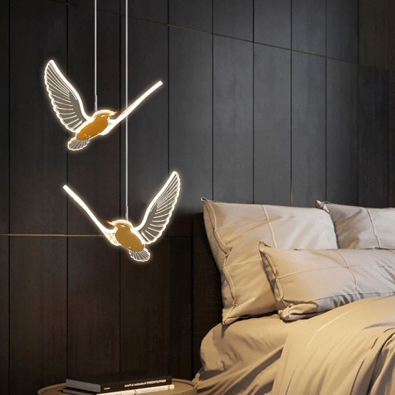 Modern Led Pigeon Pendant Lamp New Creative Chandelier Art Bird Bedroom ...
