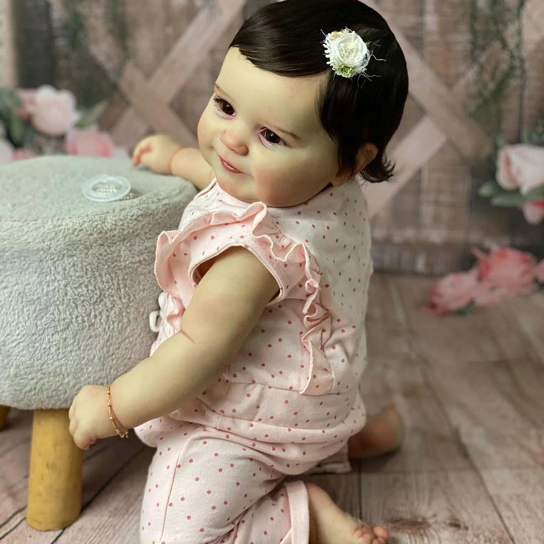 20" Brown Eyes Cloth Body Reborn Toddler Baby Girl Doll Blanche With ...