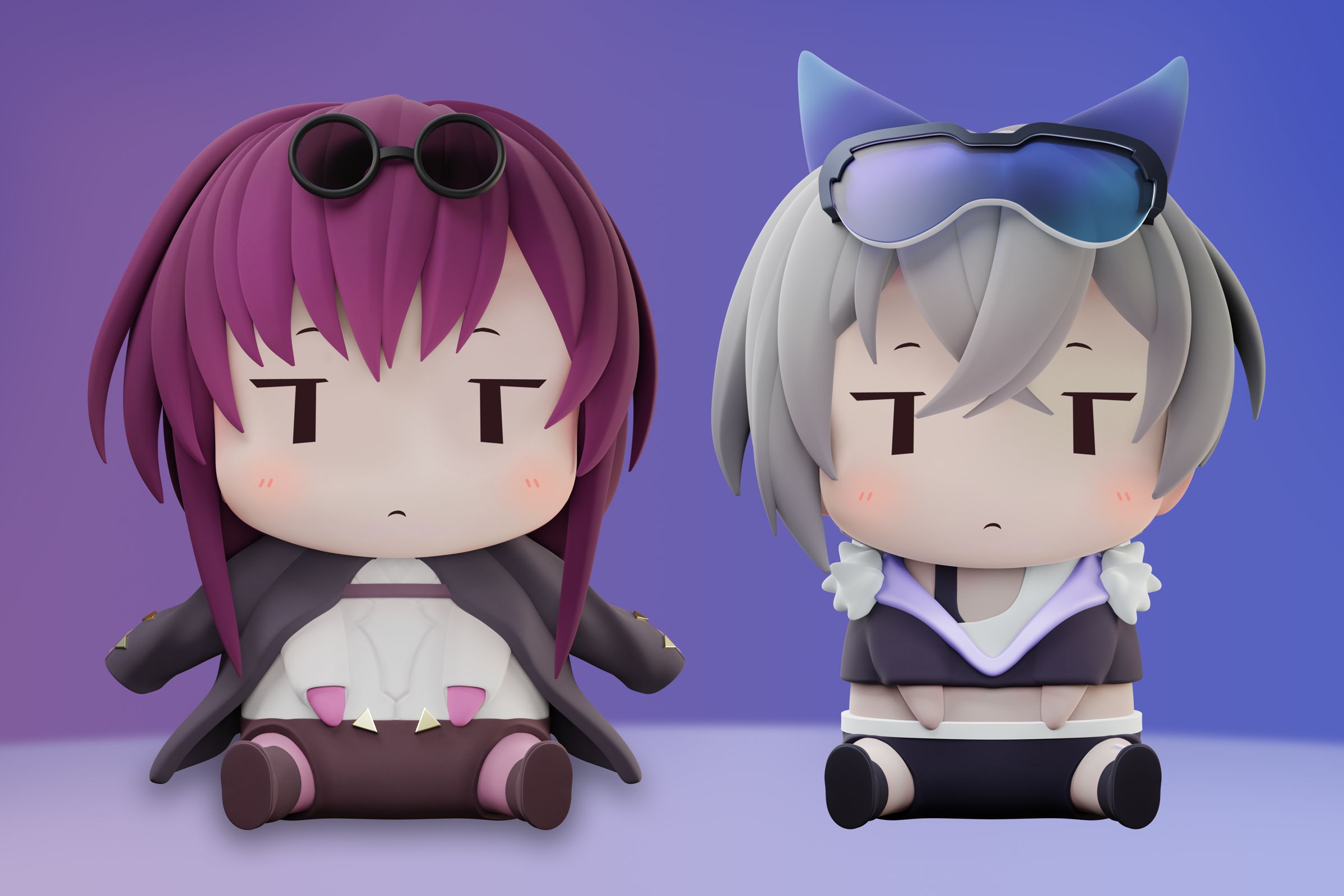 Chibi Ver. Kafka & Sliver Wolf - Honkai: Star Rail Statue - SC Studios