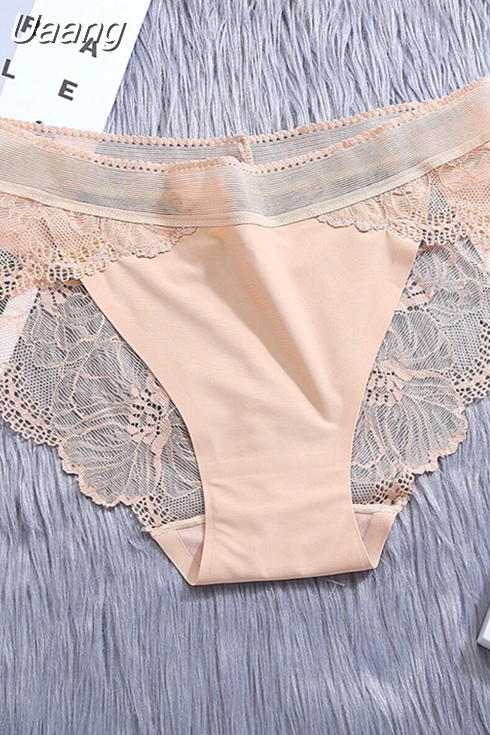 Uaang Women's Panties Seamless Lingerie Transparent Lace Bikini Briefs ...