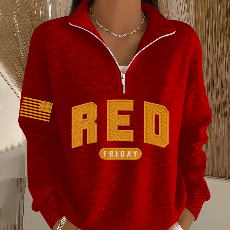 Women's Red Friday Printed Casual Sweatshirt