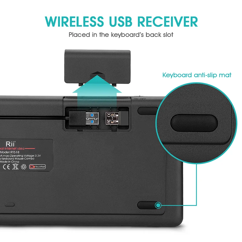 Rii Mini 2.4G Wireless Keyboard K18+