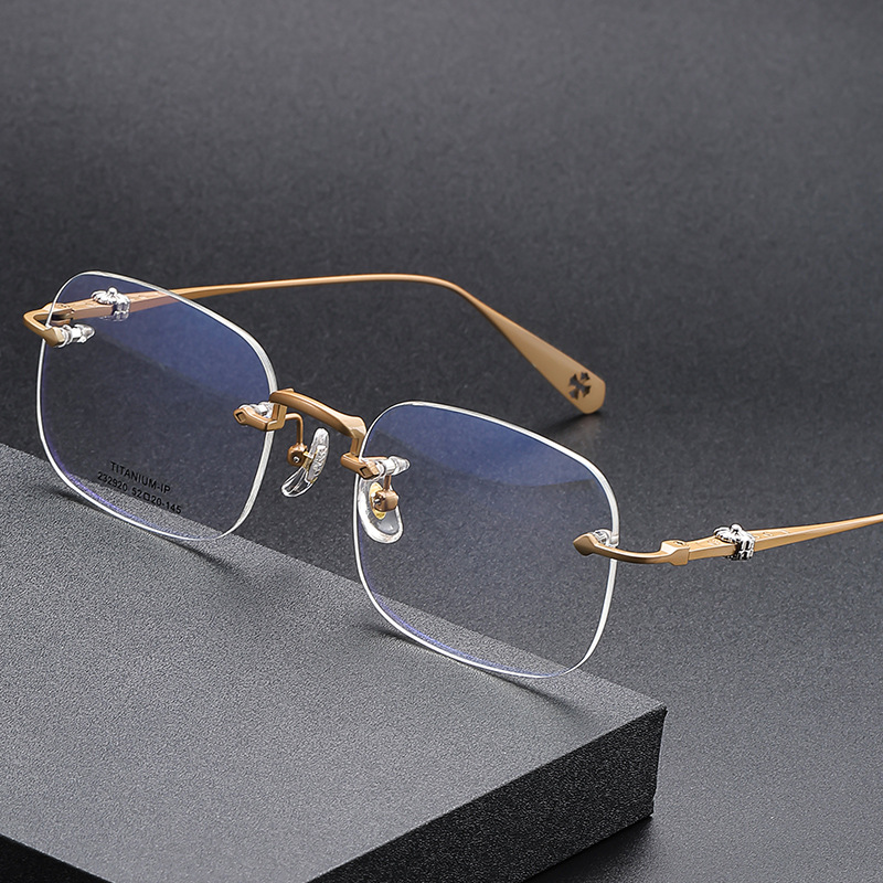 New Ultra Light Rimless Titanium Eyeglass Frames Retro Luxury Spectacle ...
