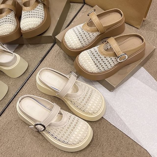 Cutout Platform Mary Jane Mules
