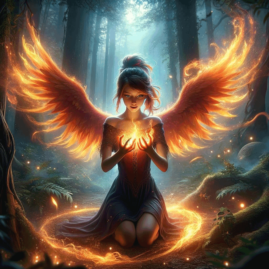 Fire Phoenix Girl 40*40CM Diamond Painting
