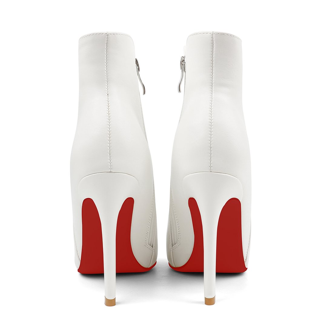 100mm Women's High Heels Pointed Toe Zipper Red Bottoms Boots