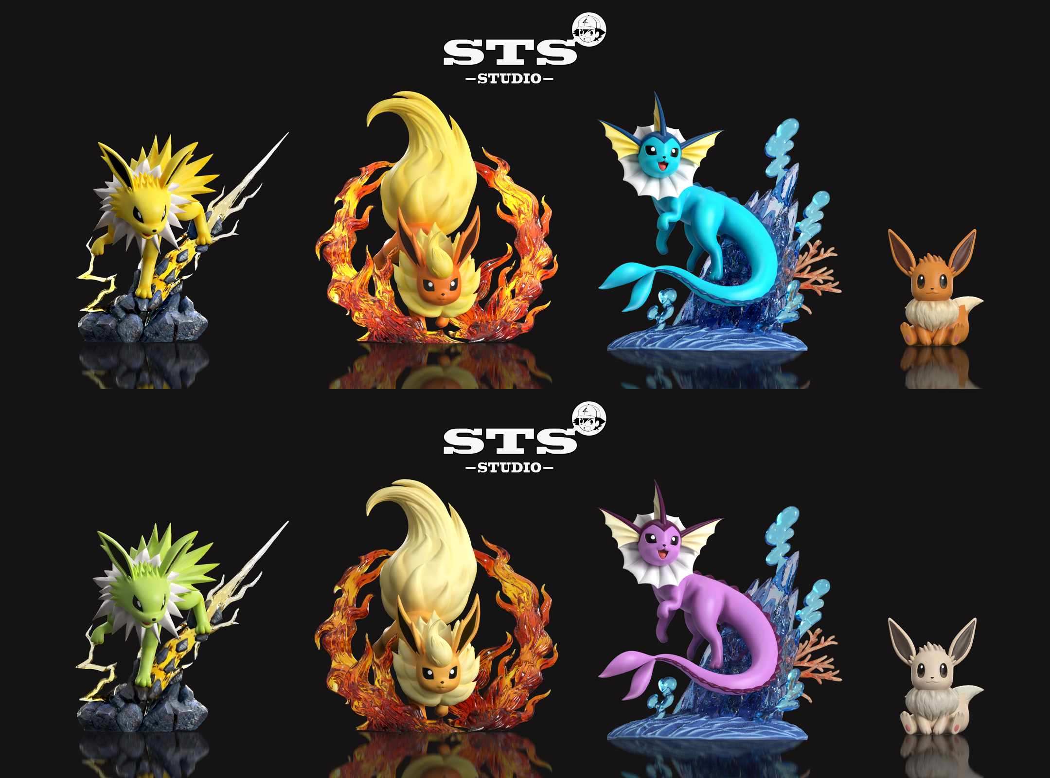 1/20 Scale World Zukan Evolution of Eevee - Pokemon Resin Statue - STS ...