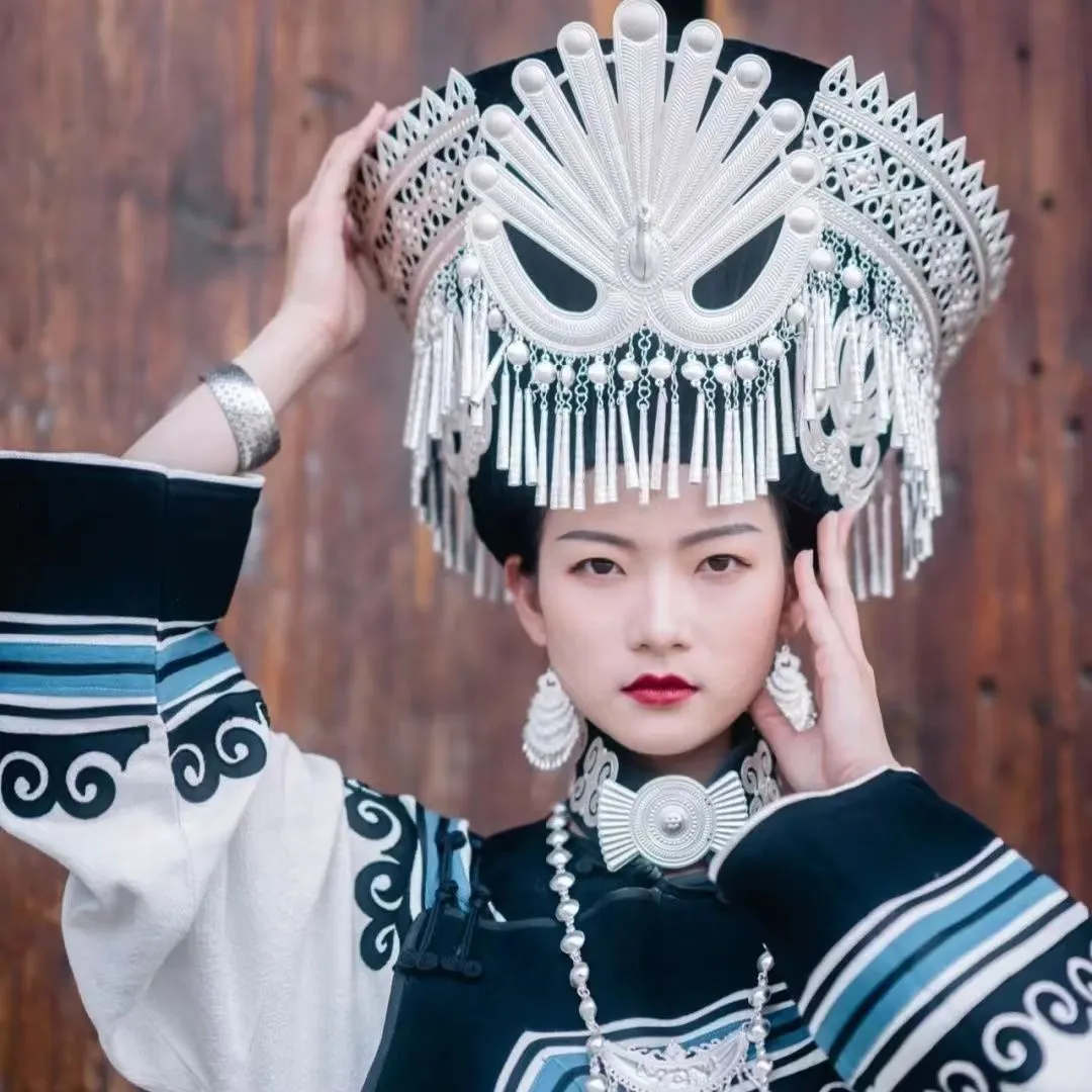 Chinese Style Miao Silver Headdress