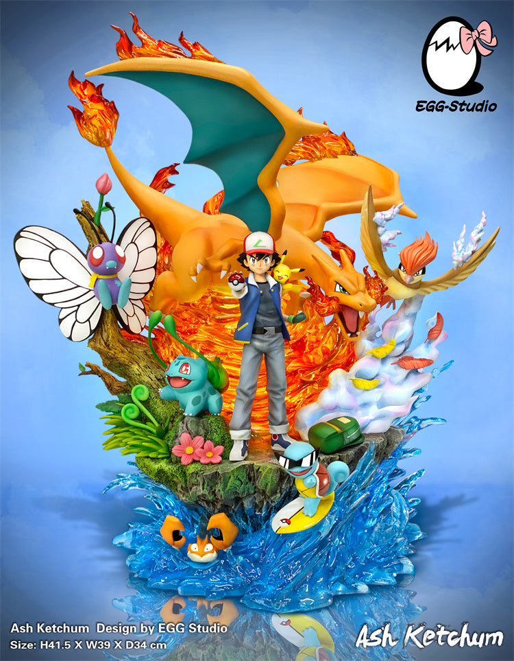 Ash Ketchum & his Pokemon with LED - Pokemon Resin Statue - EGGS ...