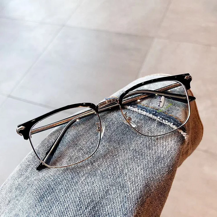 Semi-rimless Blue Light Blocking Women Glasses Frame Korean Stylish ...