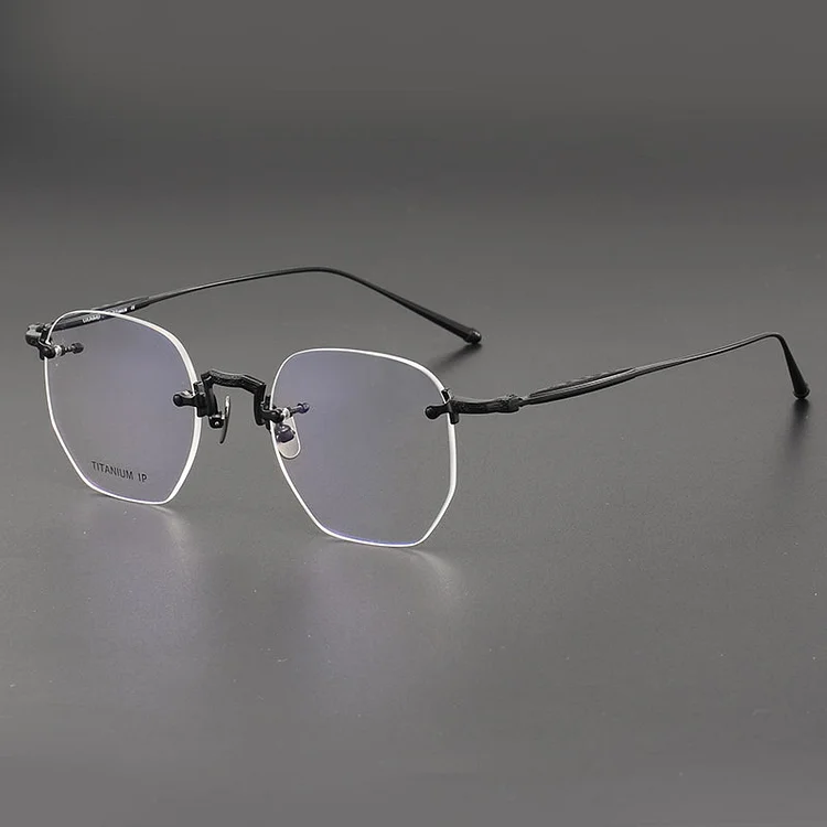 Japanese Handmade Pure Titanium Rimless Men Reading Eyeglasses Simple ...