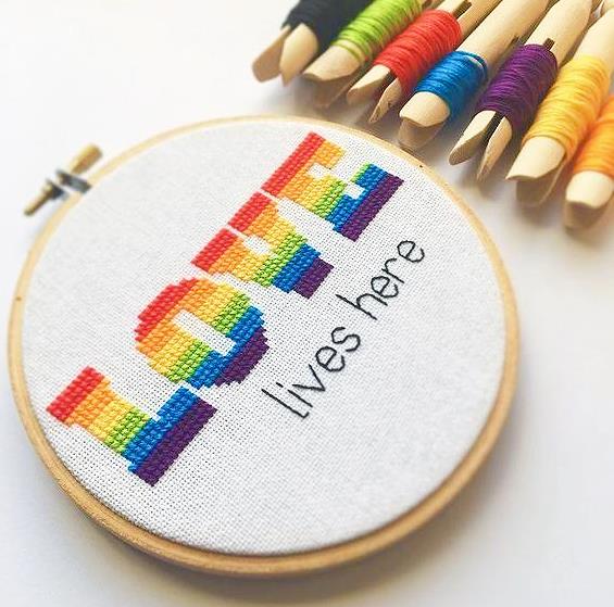 Water Soluble LGBT Embroidery Pattern Set, Peel and Stick Embroidery Kit
