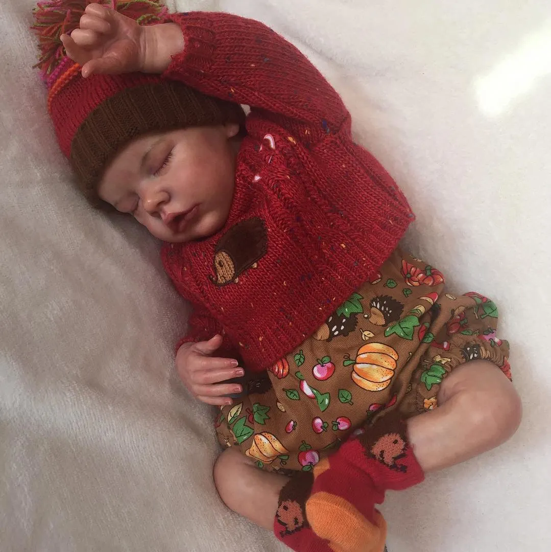 [Christmas Specials]17"Cute Lifelike Handmade Silicone Sleeping Reborn ...