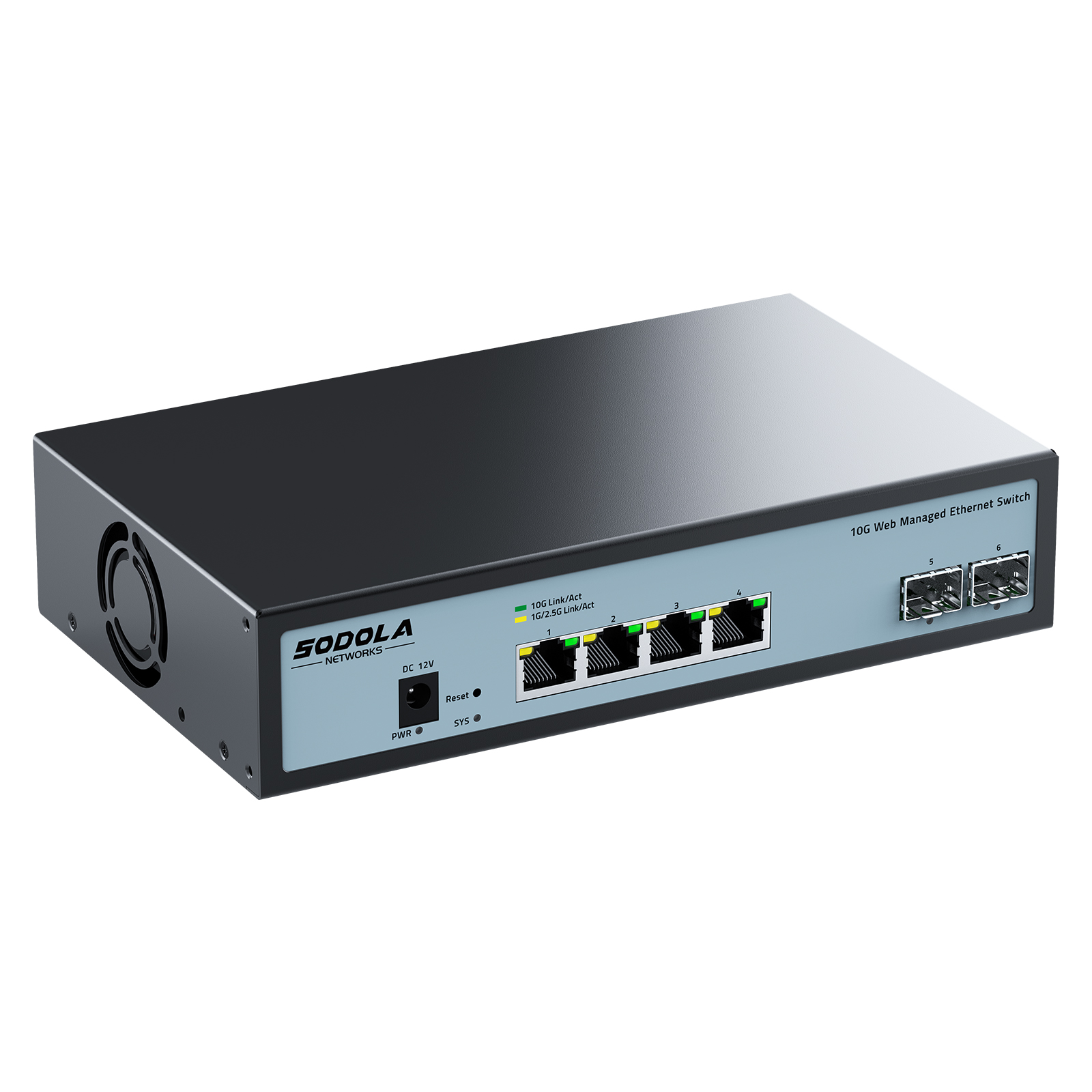 SODOLA 6 Port 10G Easy Web Managed Switch,4X 10G RJ45 + 2X 10G SFP+ ...