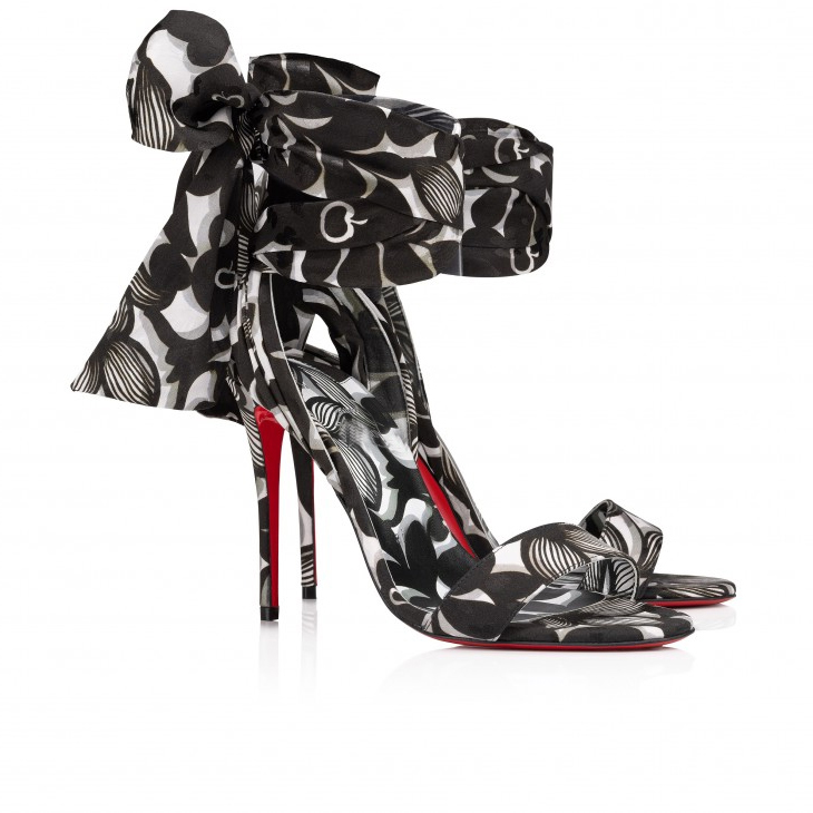100mm Women's High Heels Fashion Floral Bow Ribbon Silk Red Bottom Sandals