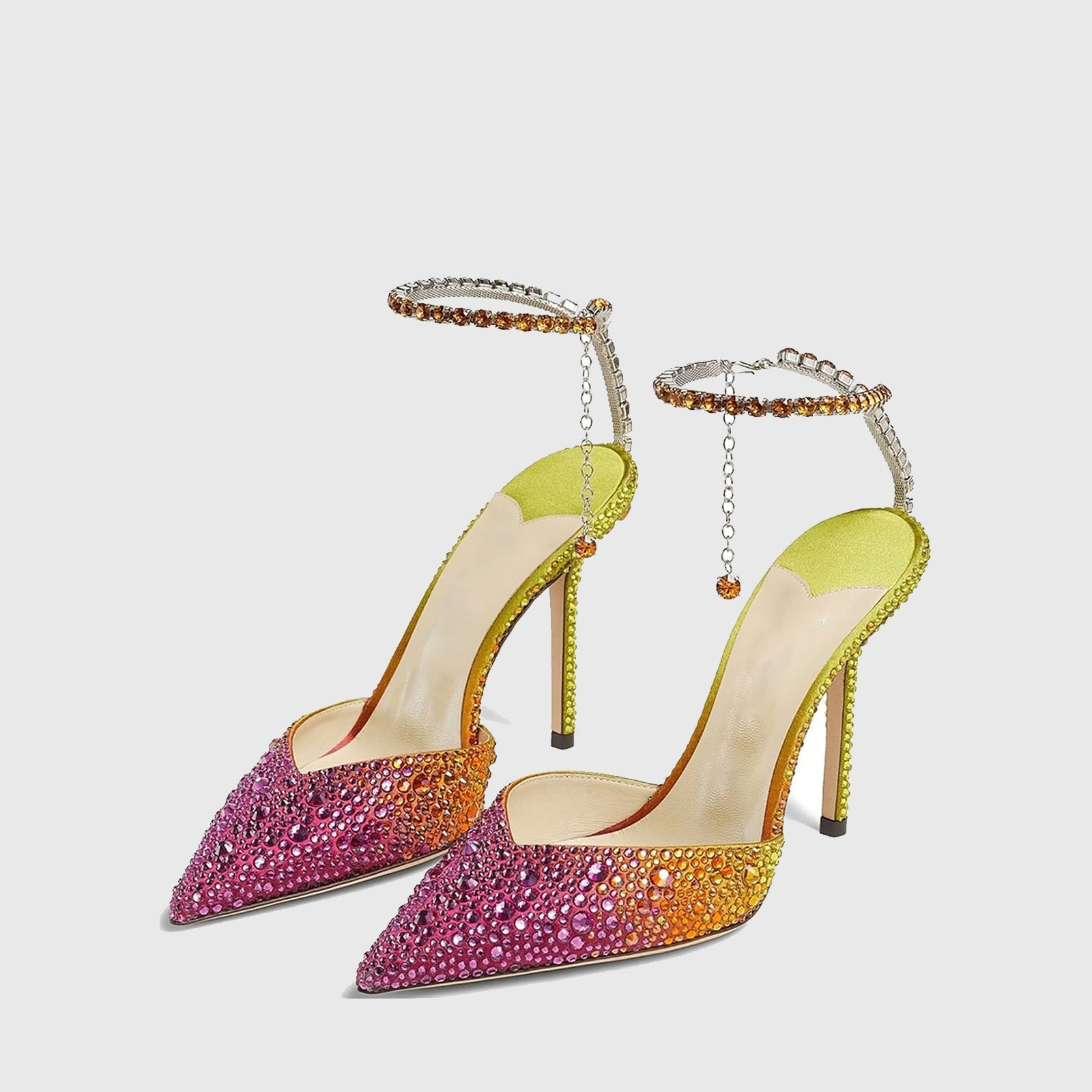 Silva Rhinestone Ombre Embellished Pumps In Red
