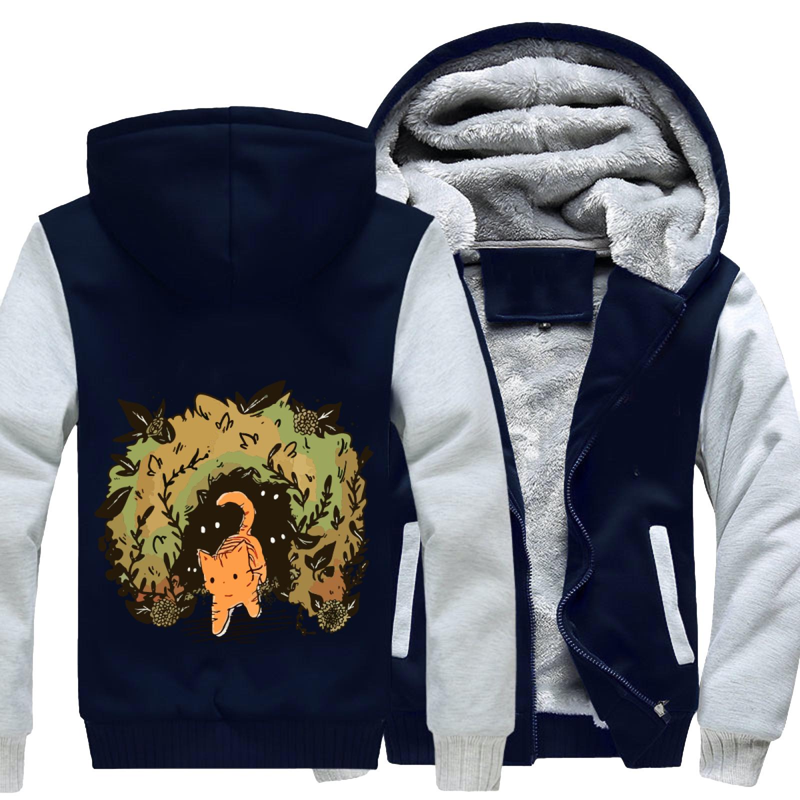 Cat Walking Out Of Grass, Cat Fleece Jacket