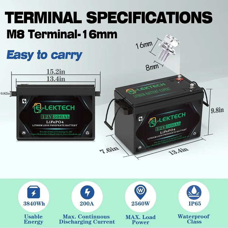 12V 300Ah LiFePO4 Lithium Battery with Bluetooth